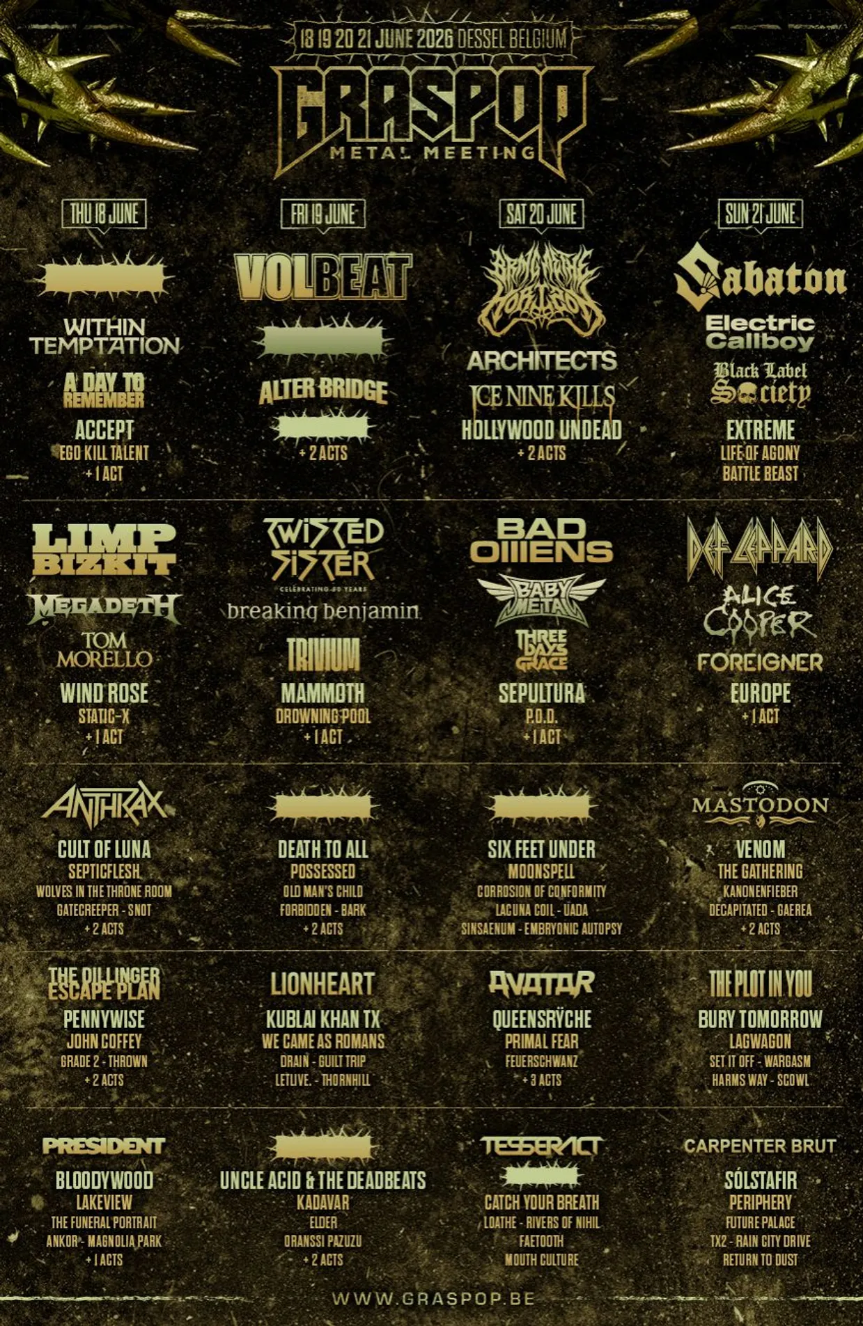 91 nouveaux noms pour le Graspop Metal Meeting 2026 - RTBF Actus