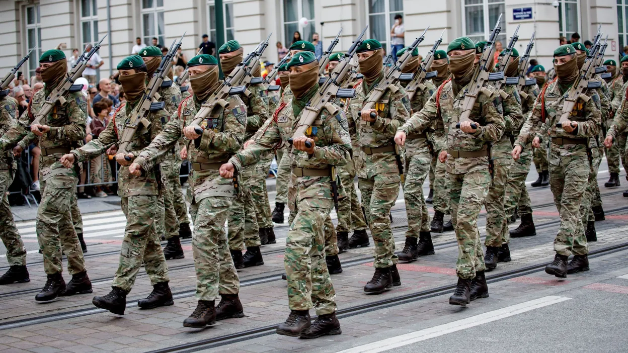 Commémoration de l'Armistice devant le monument au Soldat inconnu à Bruxelles, en présence du ...
