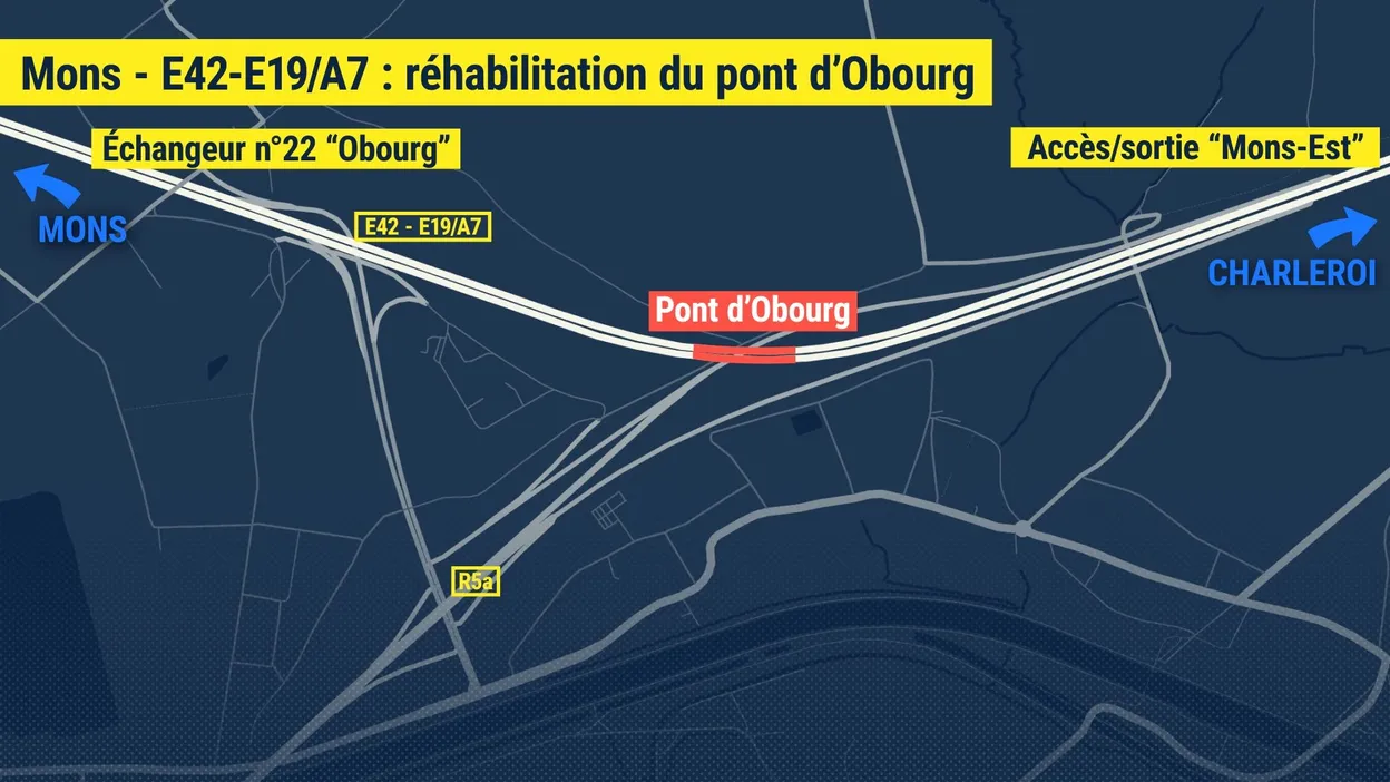 E42-E19 : modifications de circulation au pont d’Obourg - RTBF Actus