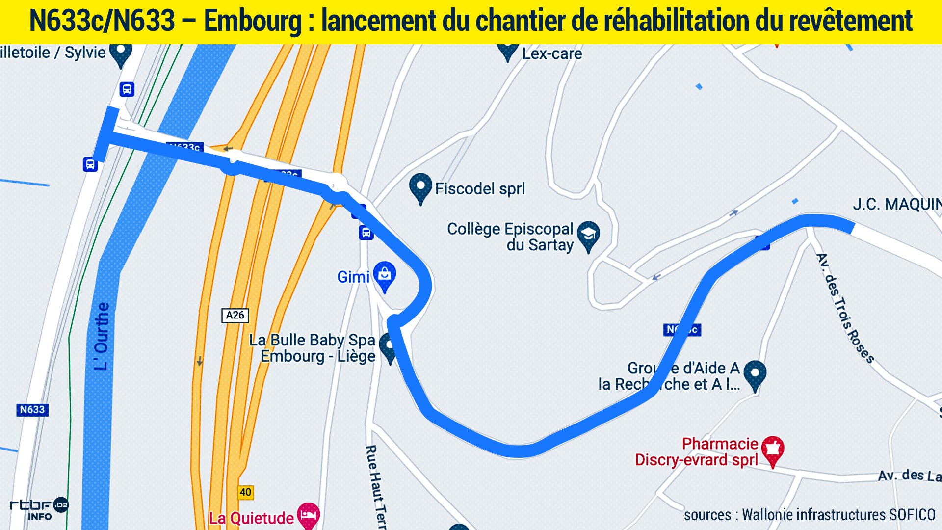 Nouveau chantier sur la N633 à Embourg : fermeture de la chaussée ...