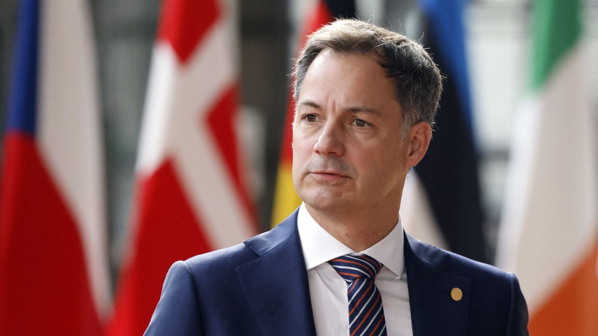 Alexander De Croo (Open VLD), Premier ministre, après la manifestation ...