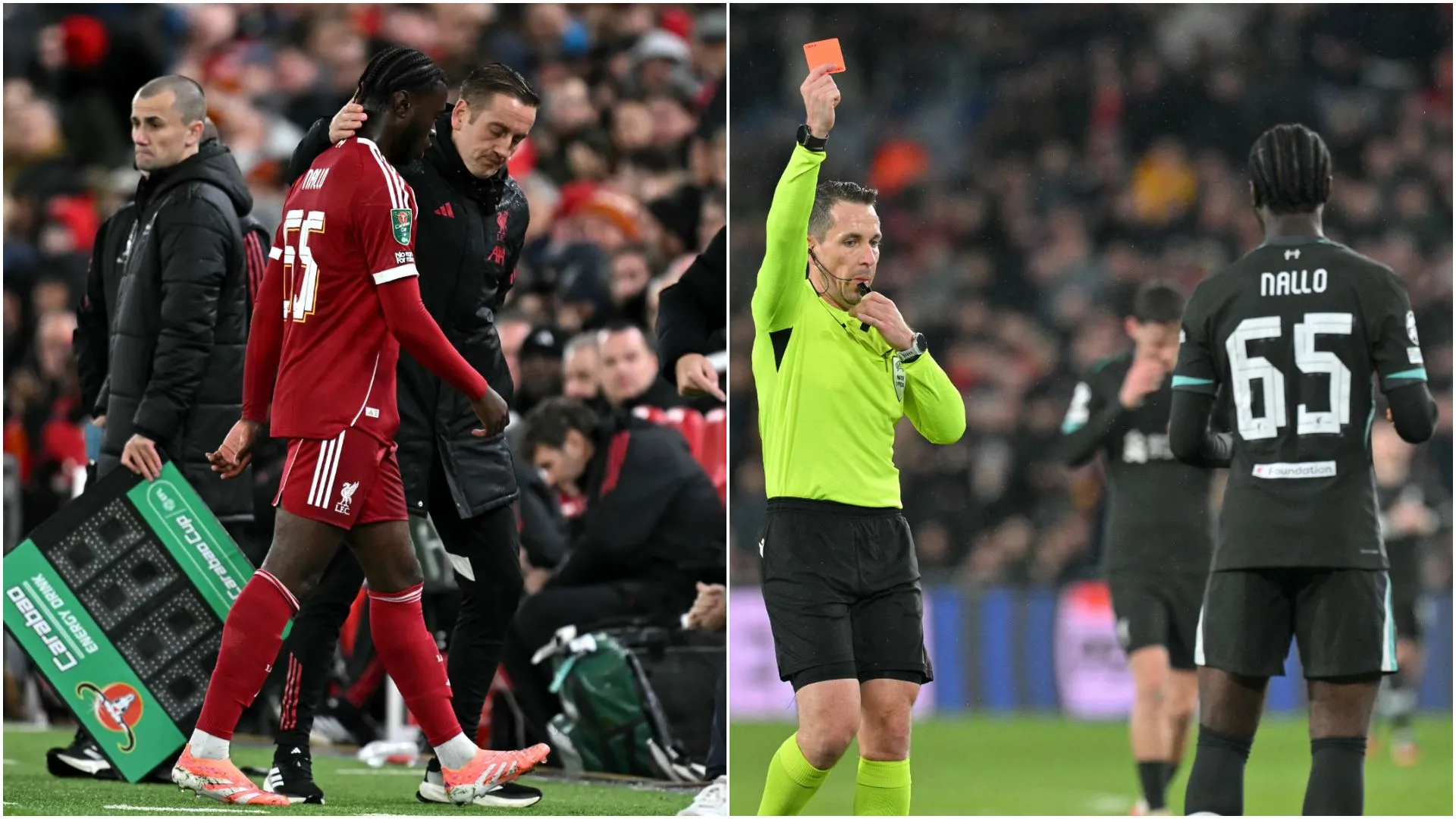 2 matches, 2 rouges : Amara Nallo vit des débuts désastreux à Liverpool ...