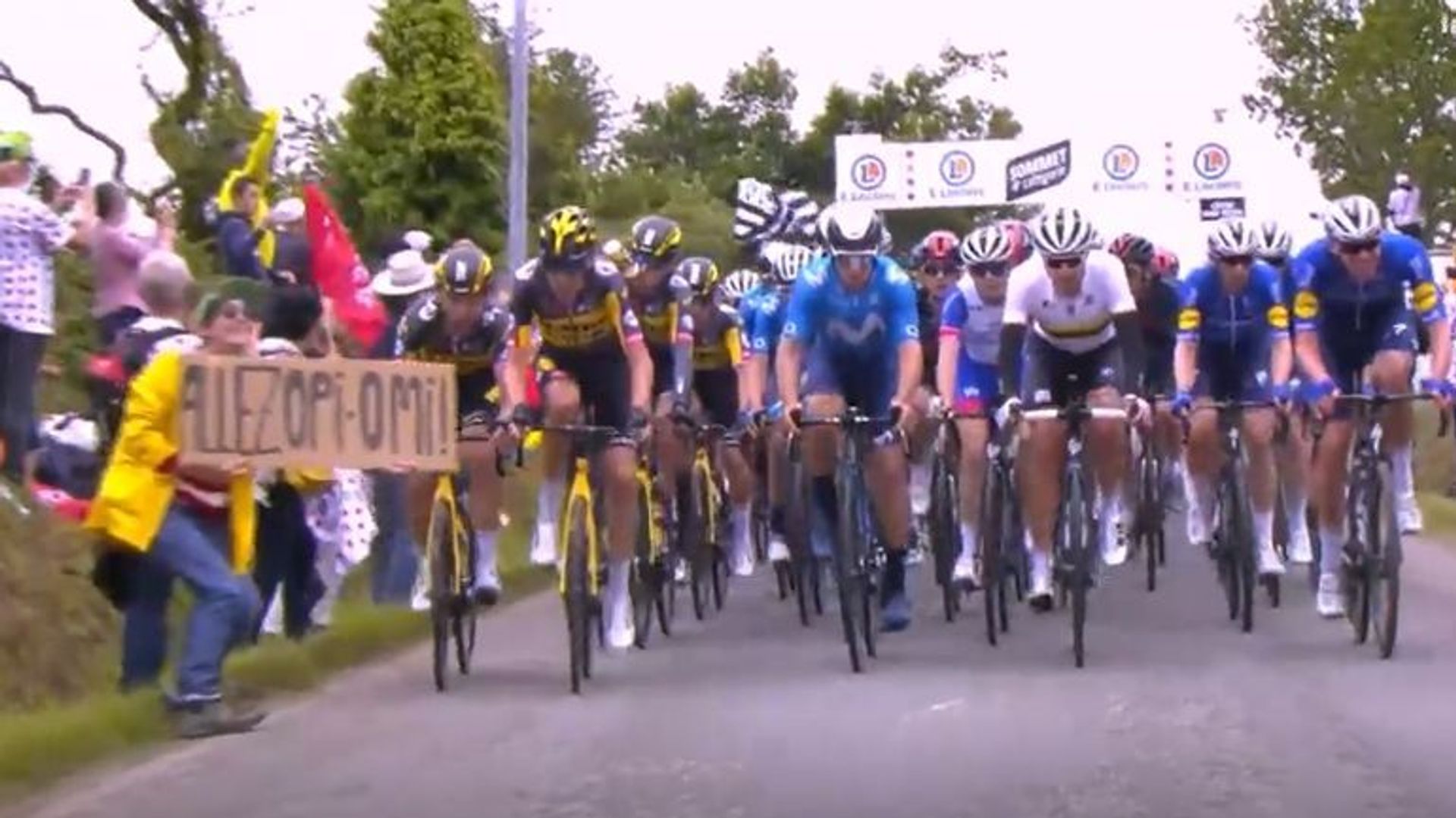 Tour de France : la spectatrice à la pancarte 'Allez opi-omi ...