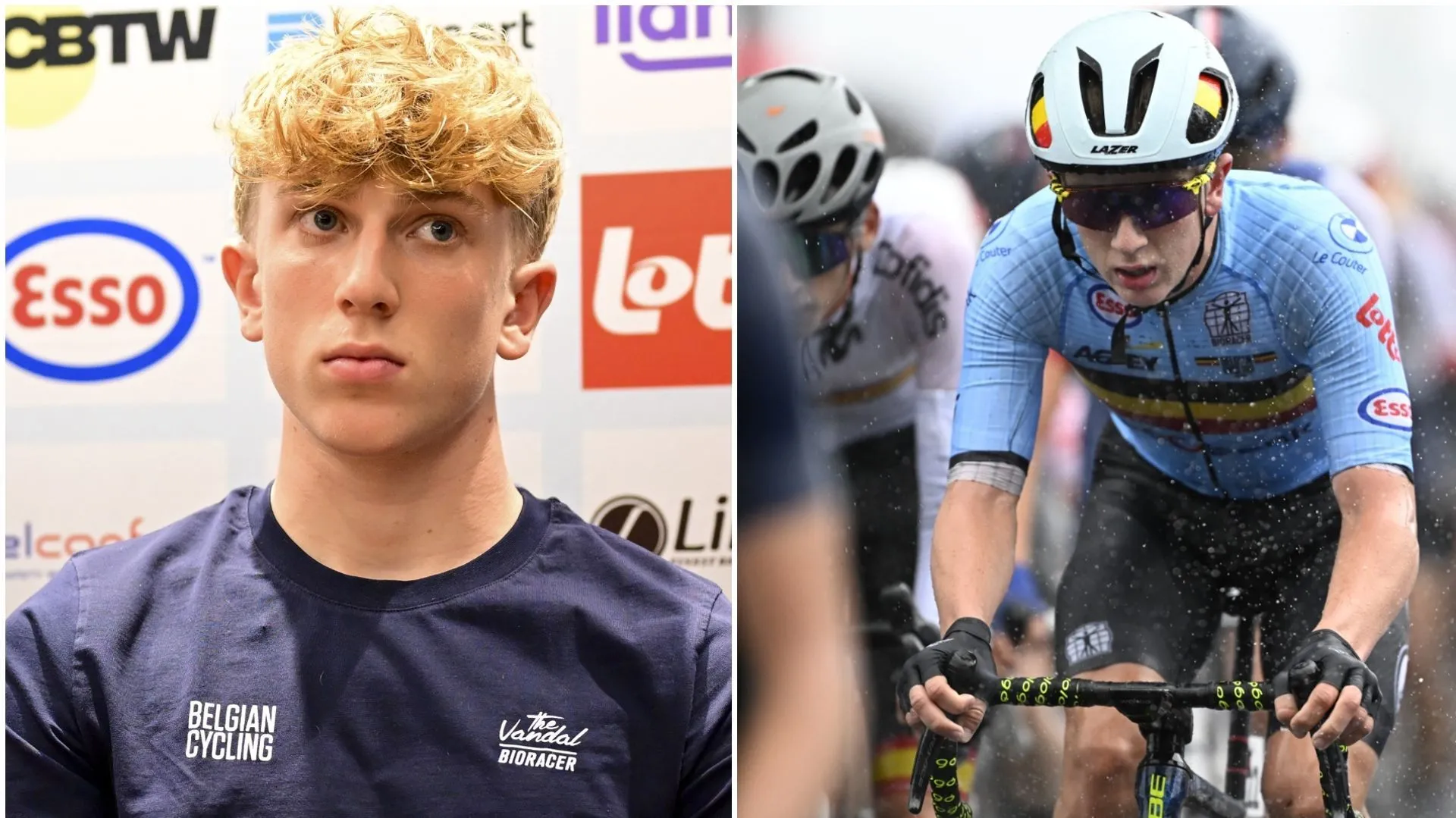 L’image des Mondiaux de cyclisme : Remco Evenepoel dépasse Tadej Pogacar lors du chrono - RTBF Actus